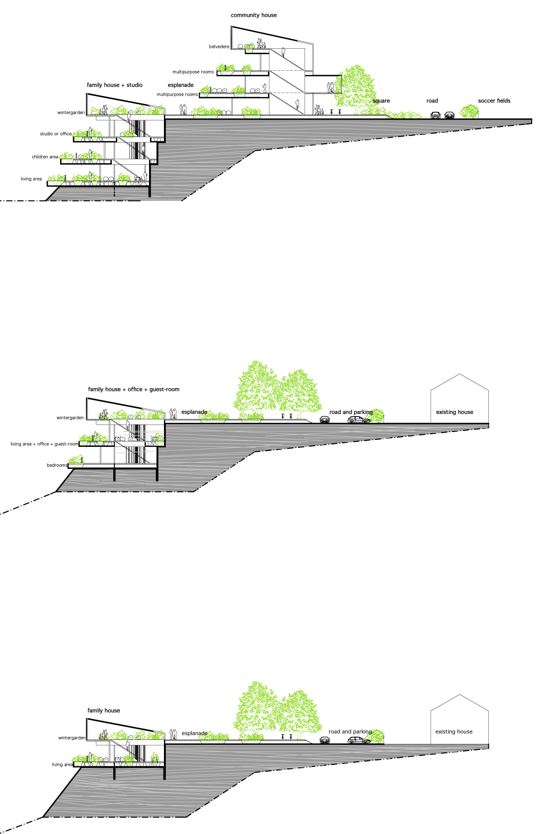 Flowing Hill Terrace Houses • Architecture ByNature